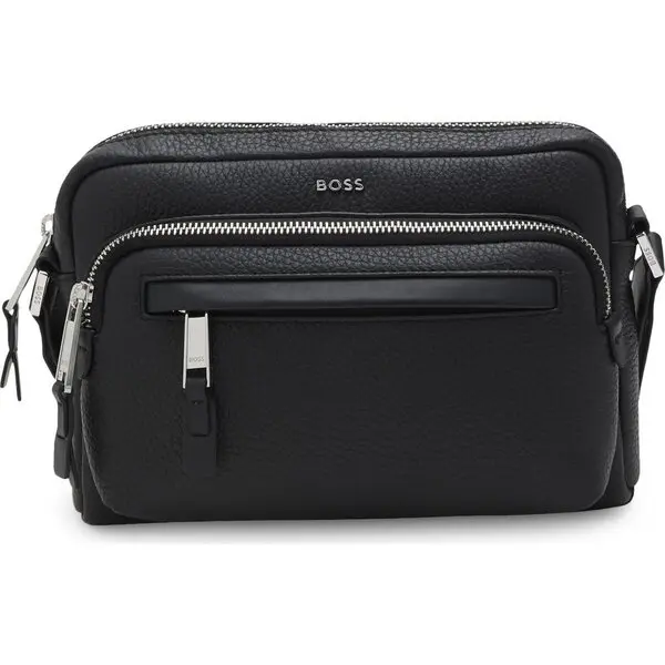 Hugo Small Leather Messenger Bag - Black