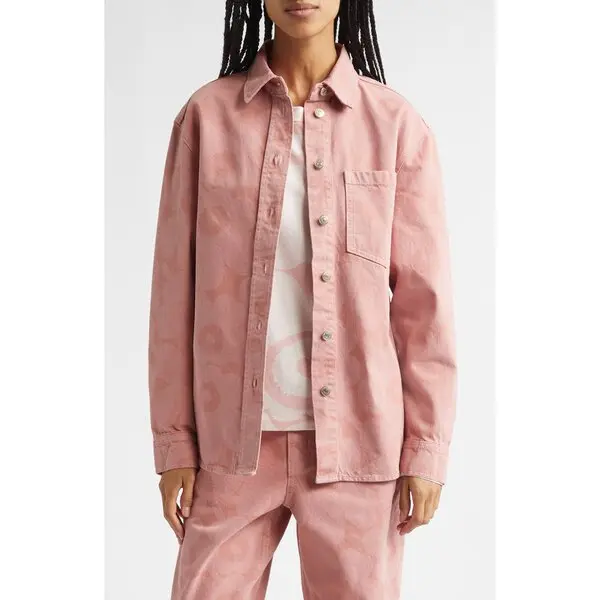 Marimekko Maridenim Vaihe Unikko Denim Shirt Jacket - Light Pink