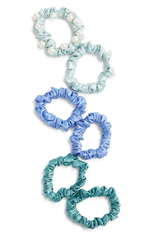 Chelsea28 Set Of Six Satin Ponytail Holders - Cool Blue Multi