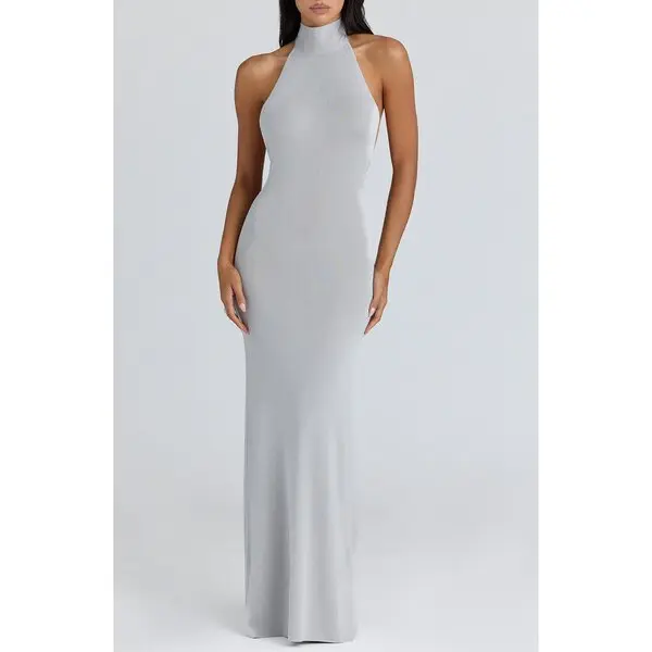 House Of Cb Nova Halter Open Back Mermaid Gown