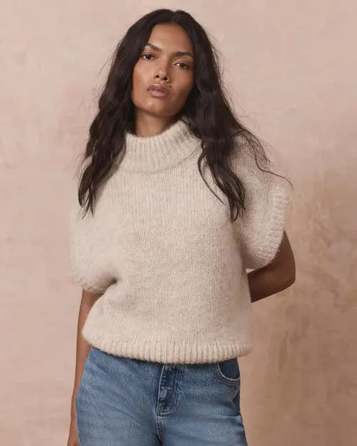 Mint Velvet Wool Blend Knit Top - Neutral