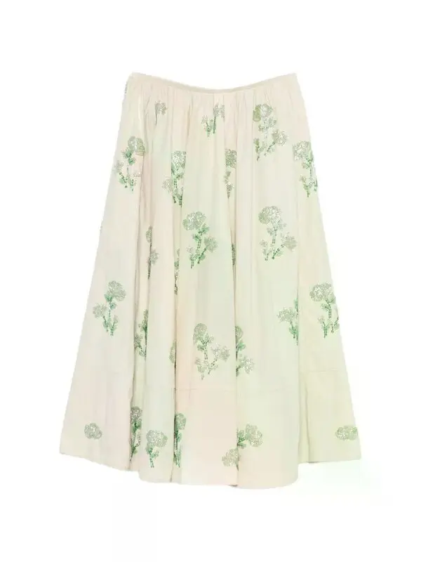 Maje Floral A-line Midi Skirt