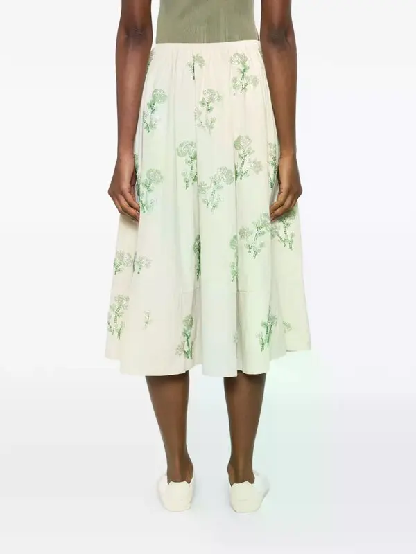 Maje Floral A-line Midi Skirt