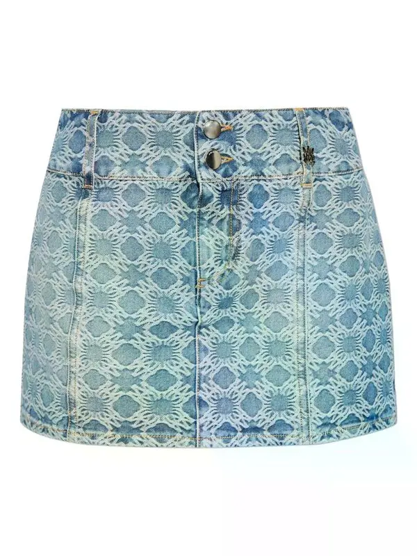 Amiri Patterned Denim Mini Skirt