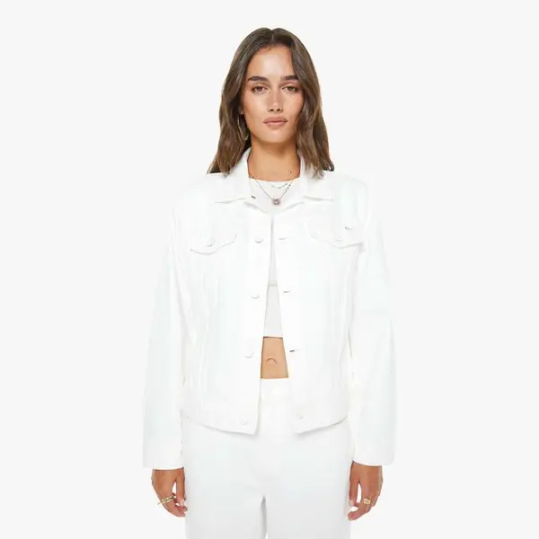 MOTHER The Bruiser Picket Fence Denim Jacket - White