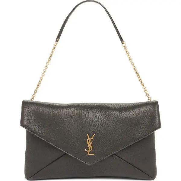 Saint Laurent Cassandre Leather Shoulder Bag - Noir