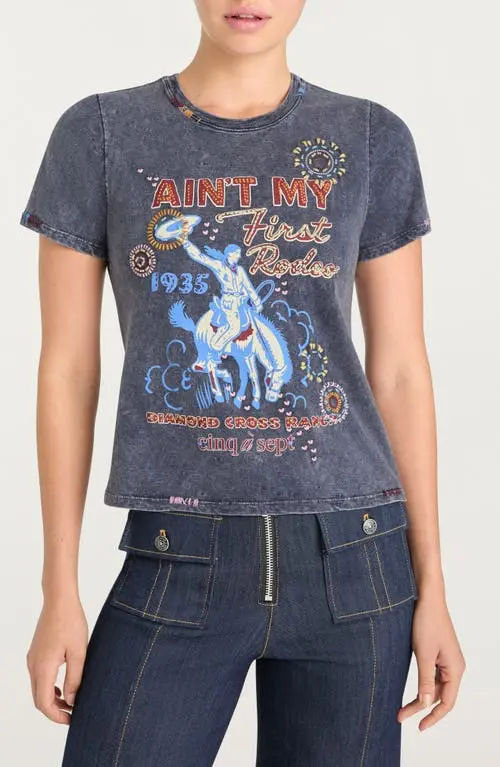 Cinq À Sept Ain't My First Rodeo T-shirt - Navy Multi