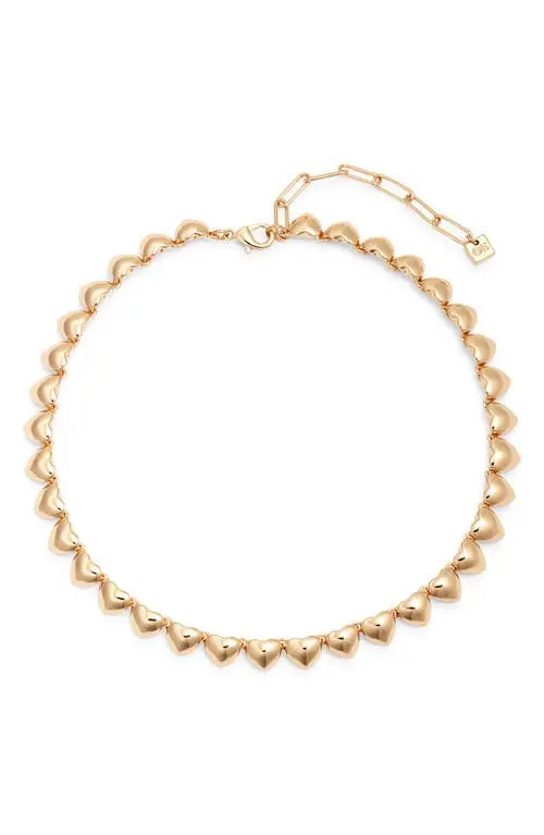 OPEN EDIT Puffy Heart Collar Necklace - Gold