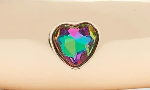 OPEN EDIT Faceted Heart Hinged Bangle Bracelet - Rainbow- Gold