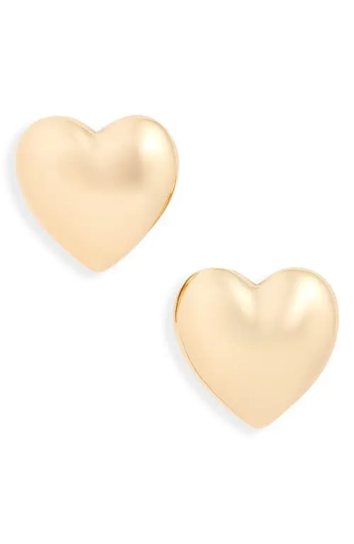 OPEN EDIT Puffy Heart Stud Earrings - Gold
