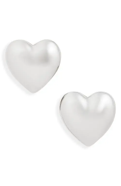 OPEN EDIT Puffy Heart Stud Earrings - Silver