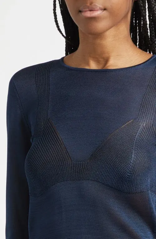 EMILY DAWN LONG Intarsia Knit Bra Sweater