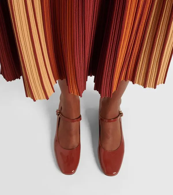 TOD'S Patent Leather Mary Jane Pumps - Brown