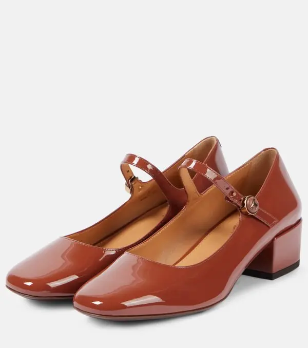 TOD'S Patent Leather Mary Jane Pumps - Brown