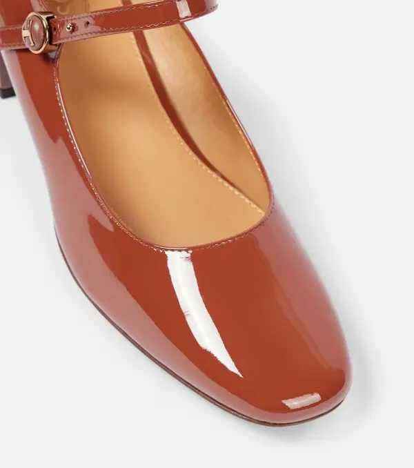 TOD'S Patent Leather Mary Jane Pumps - Brown