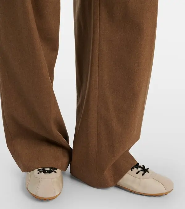 TOD'S Suede-trimmed Satin Sneakers - White