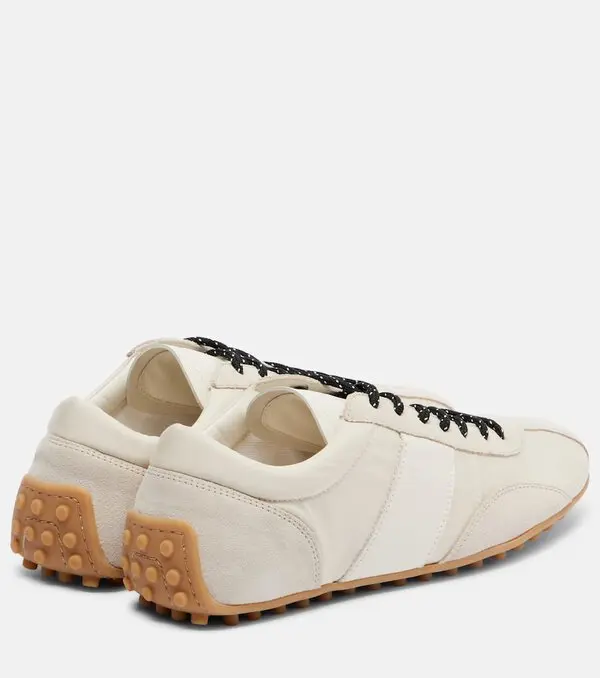 TOD'S Suede-trimmed Satin Sneakers - White