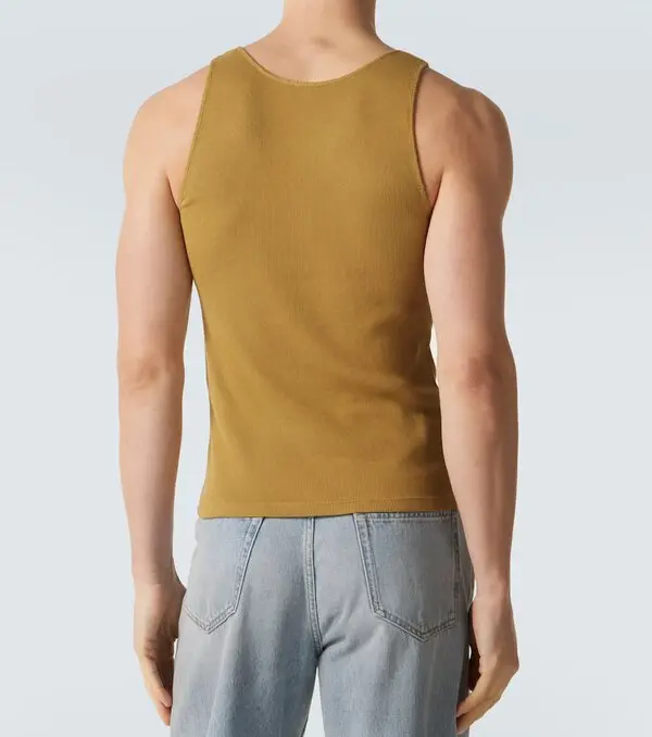 Saint Laurent Cassandre Cotton Tank Top - Beige