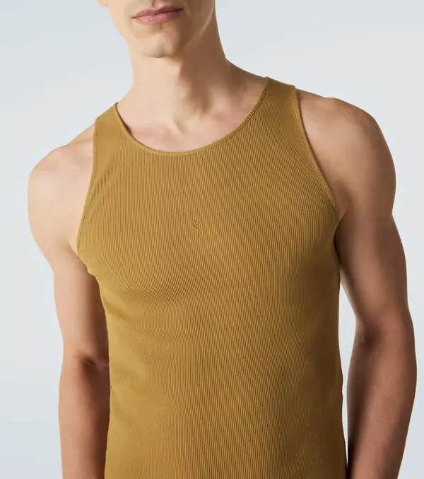 Saint Laurent Cassandre Cotton Tank Top - Beige