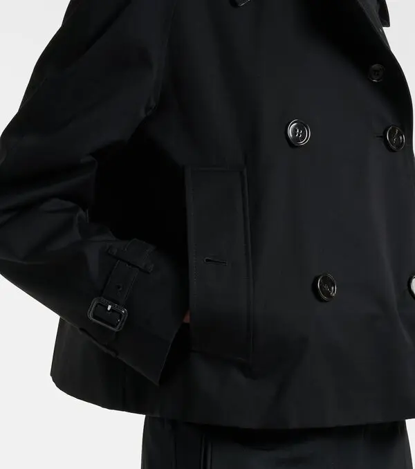 Burberry Cropped Cotton Gabardine Trench Jacket - Black