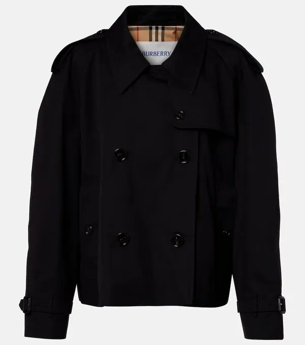 Burberry Cropped Cotton Gabardine Trench Jacket - Black