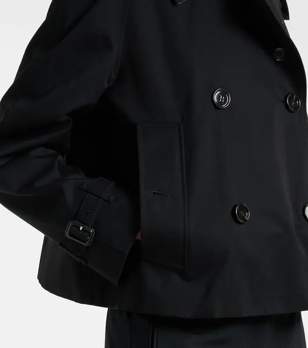 Burberry Cropped Cotton Gabardine Trench Jacket - Black