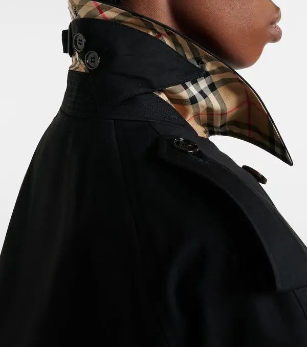 Burberry Cropped Cotton Gabardine Trench Jacket - Black