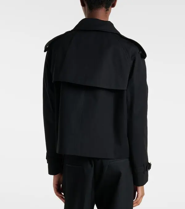 Burberry Cropped Cotton Gabardine Trench Jacket - Black