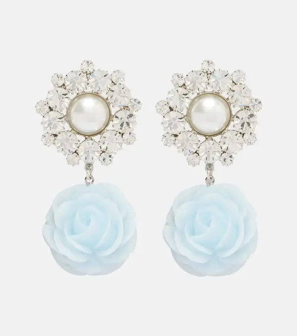 Magda Butrym Floral Appliqué Drop Earrings - Blue