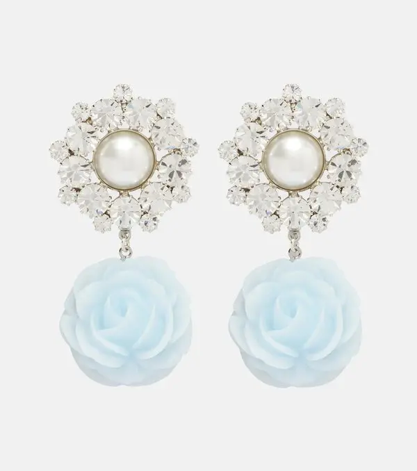 Magda Butrym Floral Appliqué Drop Earrings - Blue