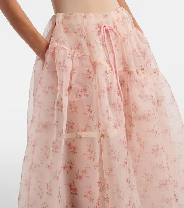 Simone Rocha Floral Tulle Midi Skirt