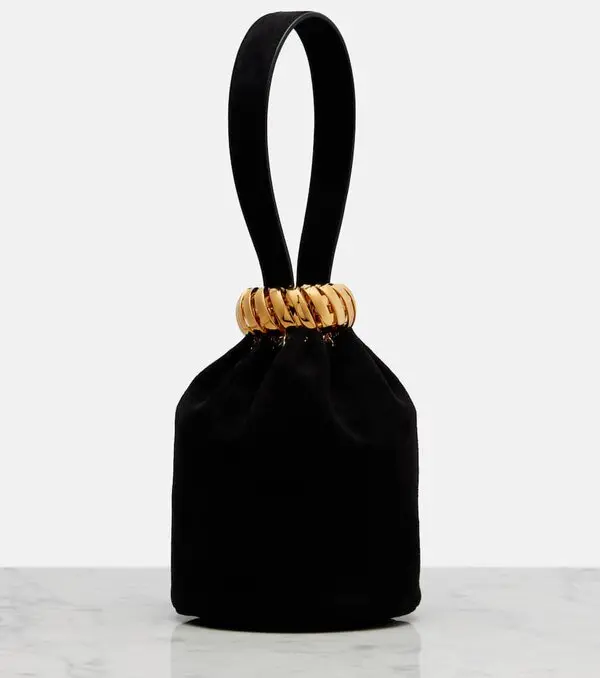 Alaïa Motion Mini Embellished Suede Top-handle Bag