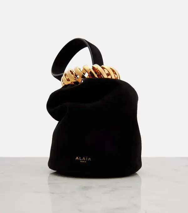 Alaïa Motion Mini Embellished Suede Top-handle Bag