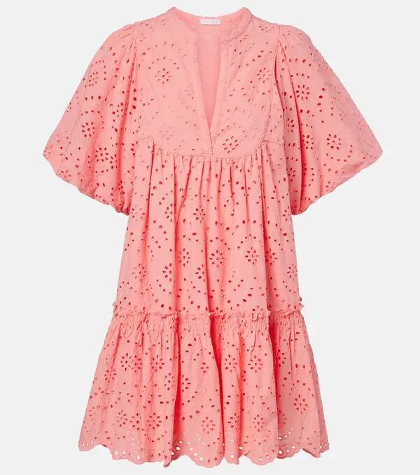 Poupette St Barth Cruz Broderie Anglaise Cotton Minidress - Pink