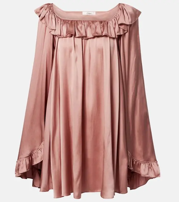 Chloé Ruffled Silk Satin Minidress