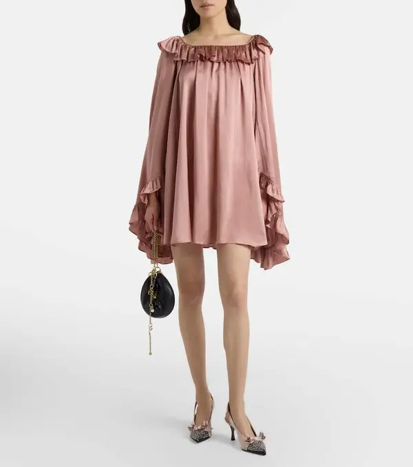 Chloé Ruffled Silk Satin Minidress