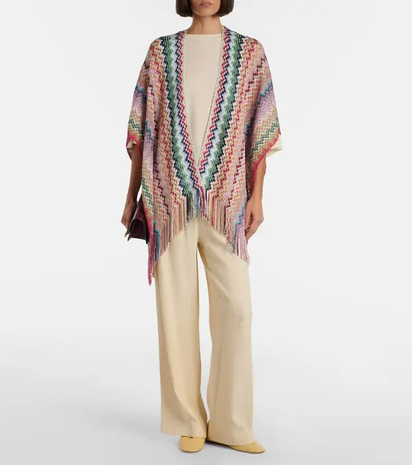 Missoni Zigzag Fringed Poncho - Multicoloured