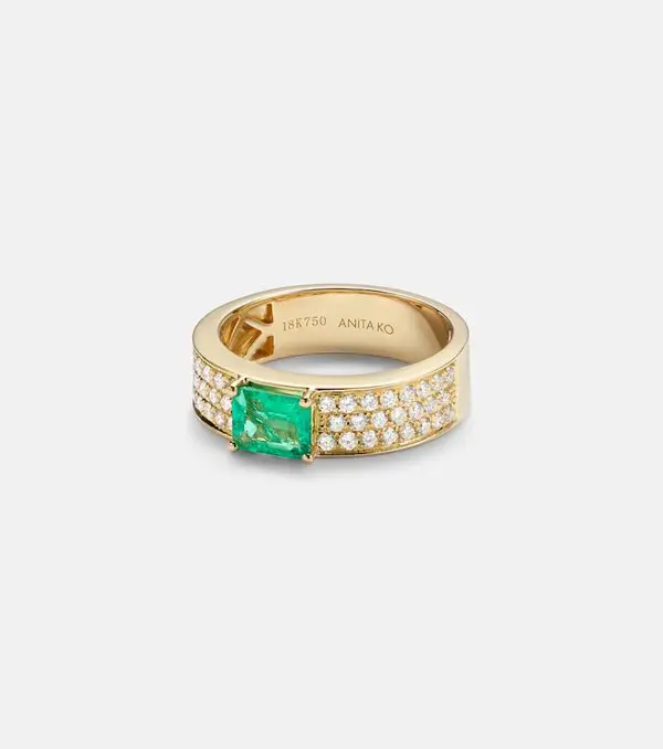 ANITA KO 18kt Yellow Ring With Emerald And Diamonds - Gold