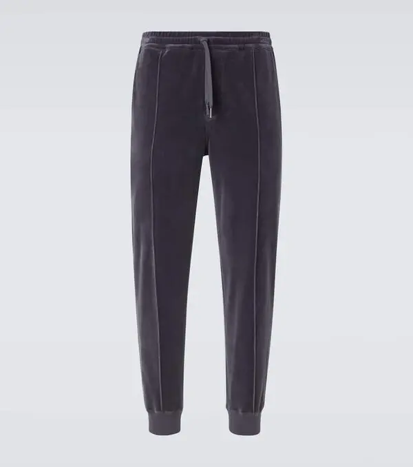 TOM FORD Cotton-blend Velour Sweatpants - Grey