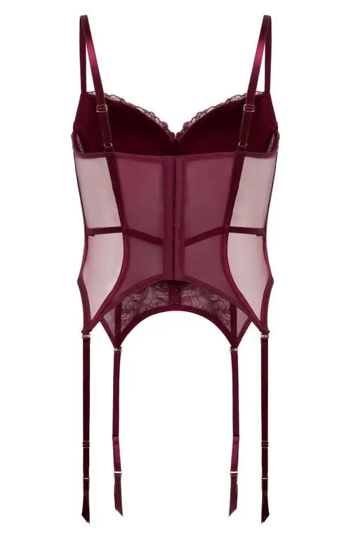 Hunkemoller Hollie Embroidered Underwire Bustier With Garter Straps - Fig