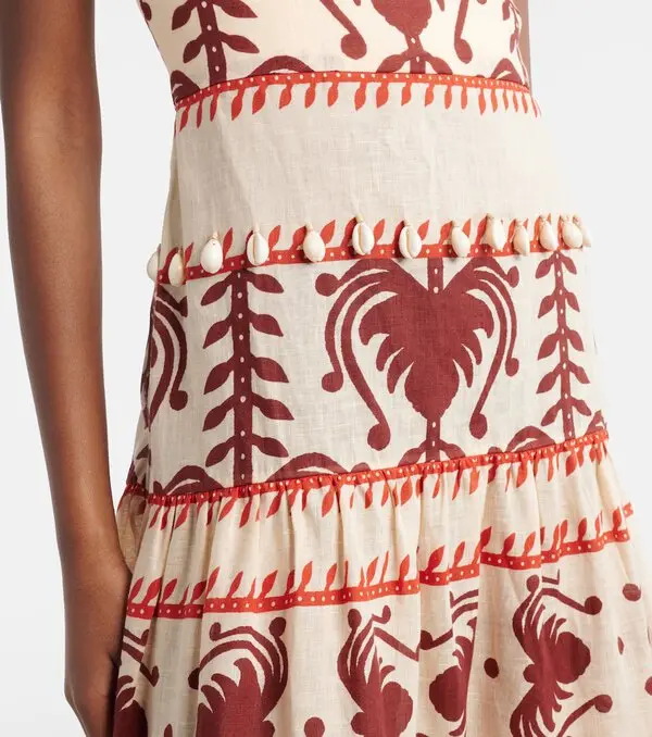 Johanna Ortiz Printed Linen Maxi Dress - Multicoloured