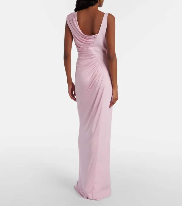 Versace Draped One-shoulder Ruched Gown - Pink