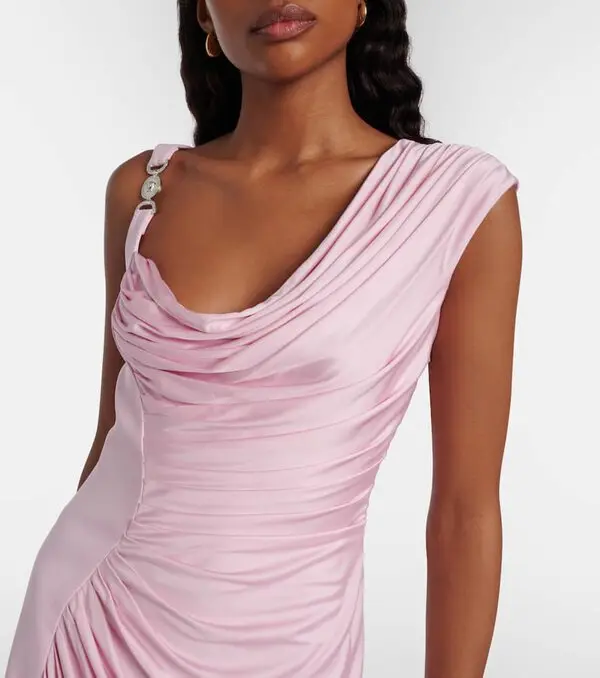 Versace Draped One-shoulder Ruched Gown - Pink
