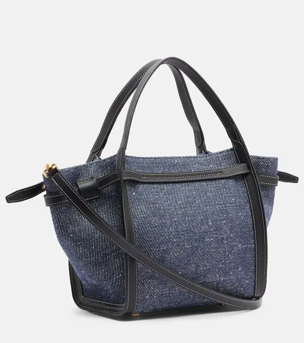 TOD'S Small Leather-trimmed Denim Tote Bag