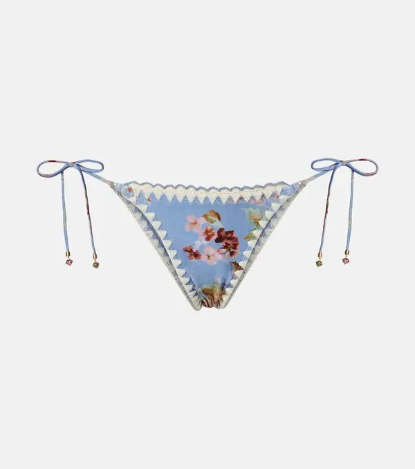 Zimmermann Awaken Floral Bikini Bottoms - Blue