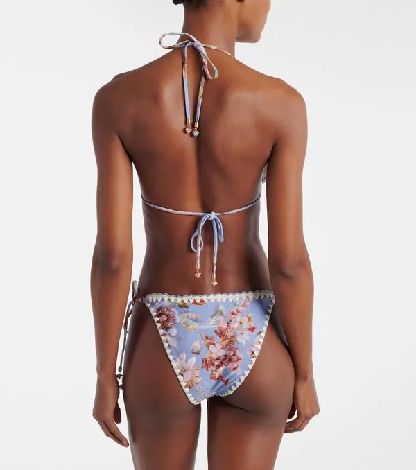 Zimmermann Awaken Floral Bikini Bottoms - Blue