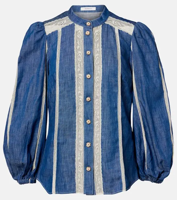 Zimmermann Awaken Lace-trimmed Denim Shirt - Blue