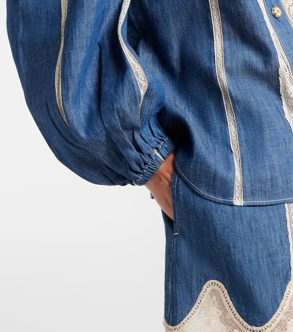 Zimmermann Awaken Lace-trimmed Denim Shirt - Blue