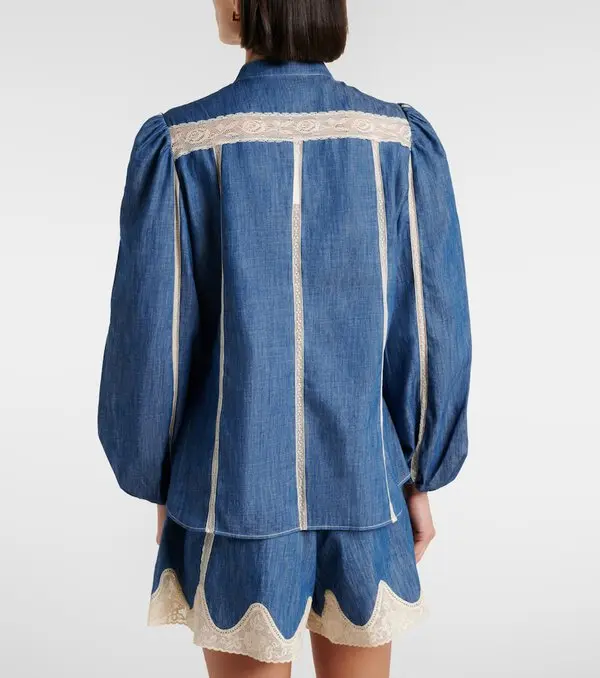 Zimmermann Awaken Lace-trimmed Denim Shirt - Blue