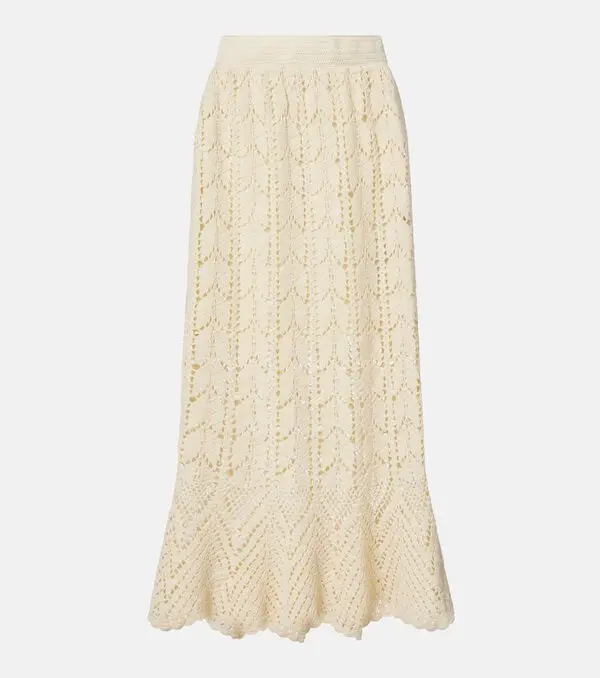 Zimmermann Crochet Cotton Midi Skirt - White